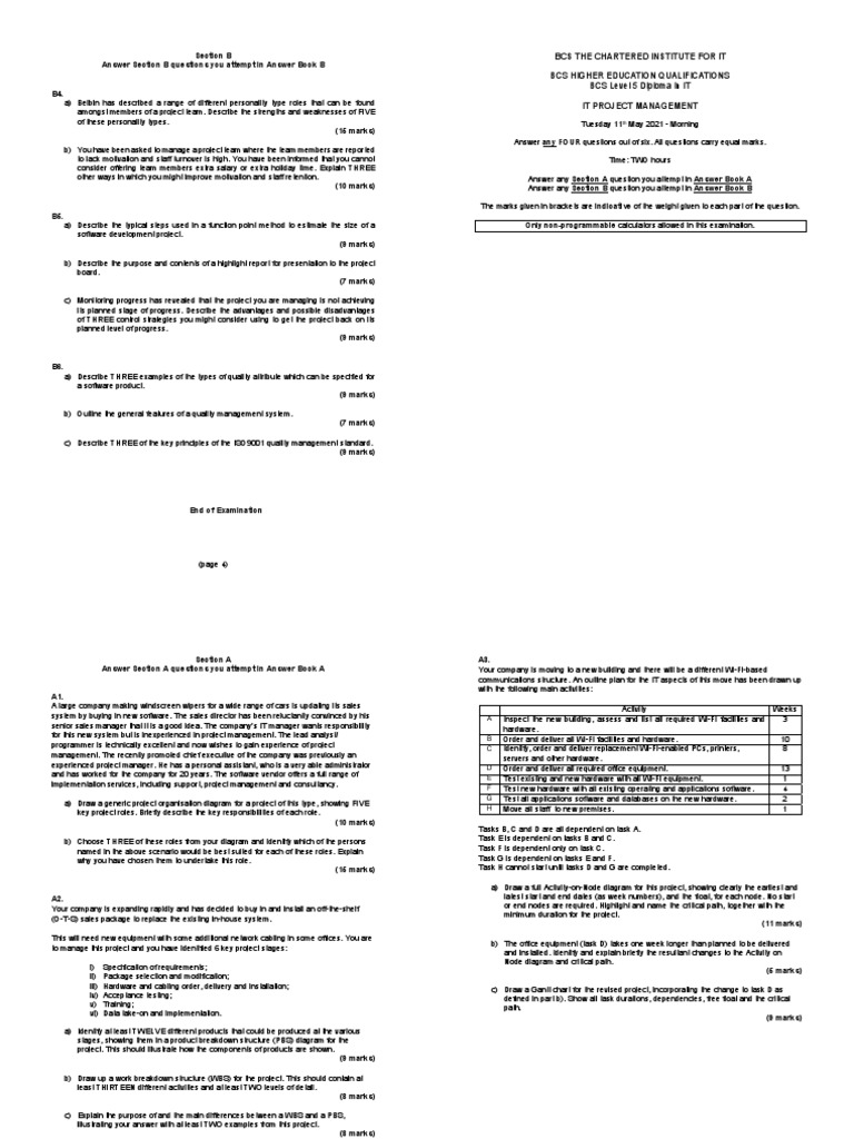Section B Answer Section B Questions You Attempt in Answer Book B | PDF | Software | Information ...