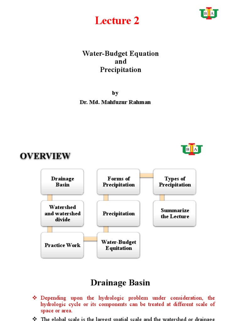 Water-Budget Equation and Precipitation: by Dr. Md. Mahfuzur Rahman ... Water-Budget Equation and Precipitation: by Dr. Md. Mahfuzur Rahman ...