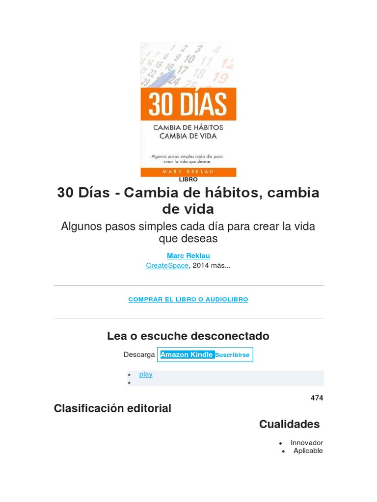 30 Días Cambia De Hábitos Cambia De Vida Pdf Experiencia