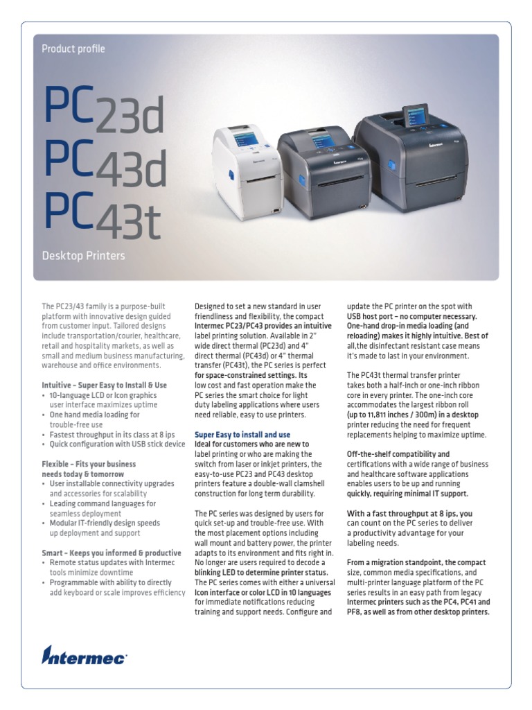Intermec pc43t Pc43ta101eu302 User Manual | PDF | Printer (Computing) | Personal Computers