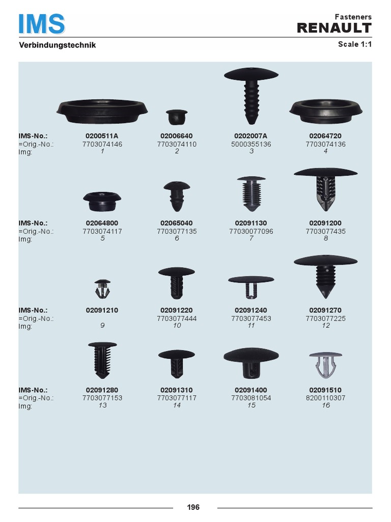 Fasteners RENAULT | PDF | Screw | Rivet