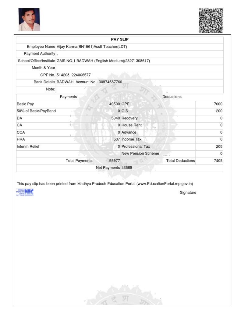 Monthly Pay Slip | PDF