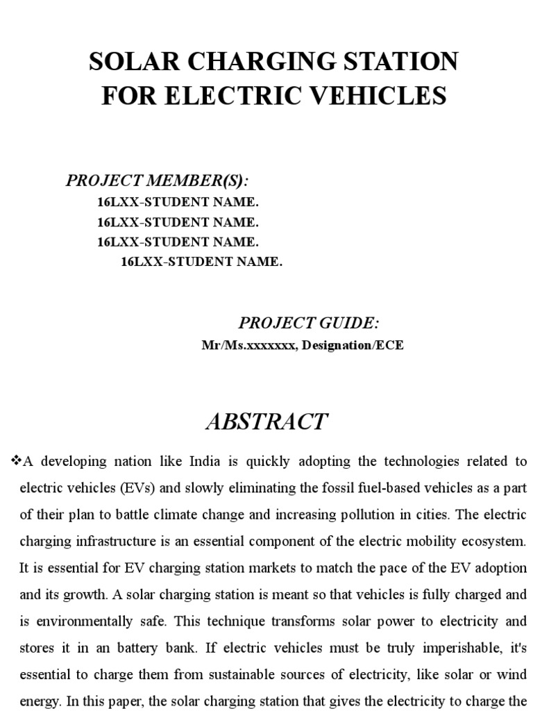 Solar Charging Station for EVs Project | PDF | Solar Power | Electric ...