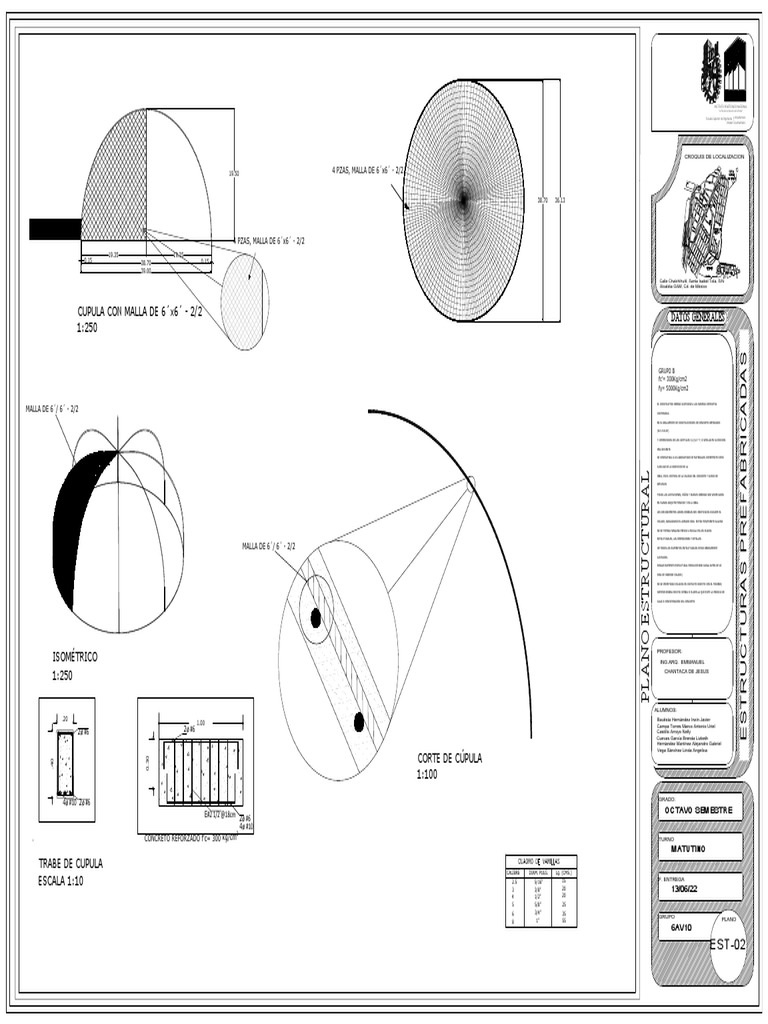 Plano Estructural Cupula | PDF | Ingeniería | Ingeniería de Edificación