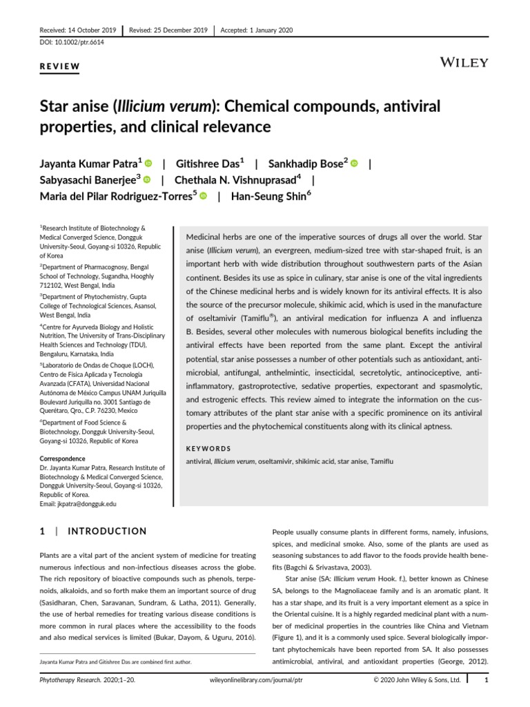 Star Anise (Illicium Verum) : Chemical Compounds, Antiviral Properties ...