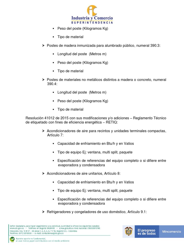 Elementos Minimos SIC para RETIQ | PDF | Vatio | Energia electrica