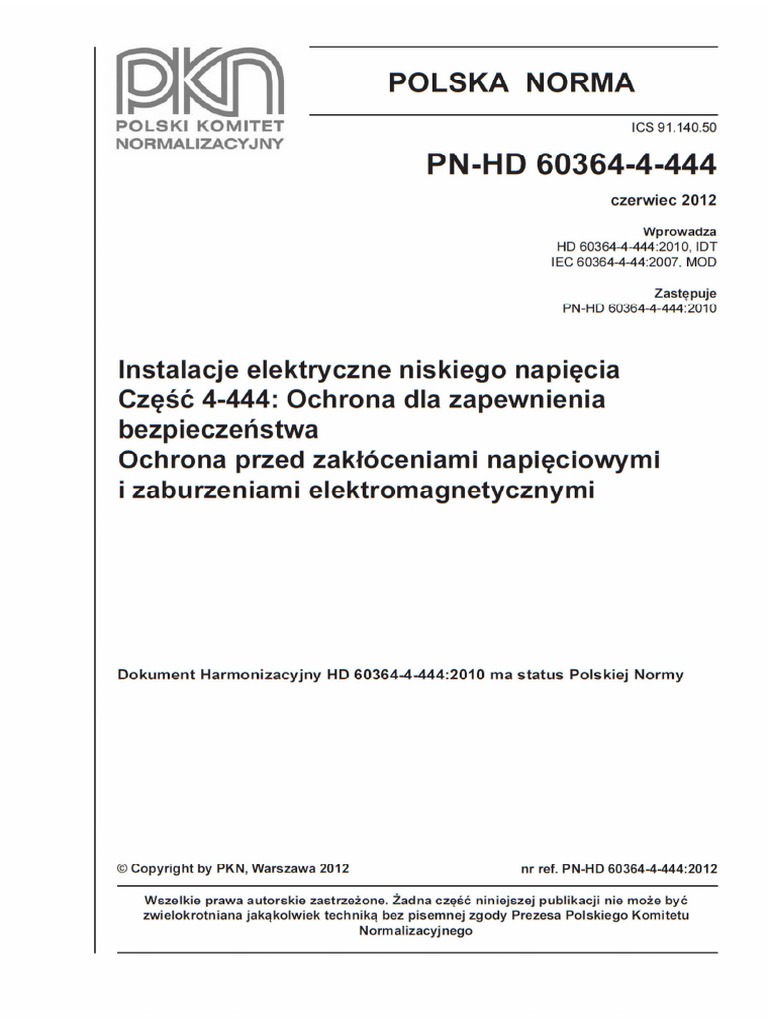 5a.20 - PN-HD 60364-4-444 (2012) Instalacje Elektryczne Niskiego ...