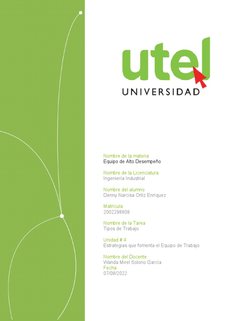 Tarea 3 Utel. | Descargar gratis PDF | Liderazgo | Sicología