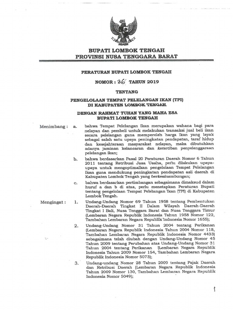Perbub 36 Tahun 2019 | PDF