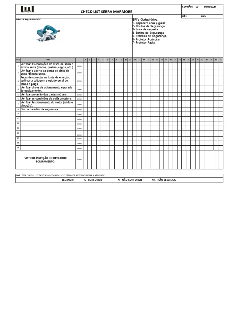 Check List - Serra Marmore - Mensal | PDF
