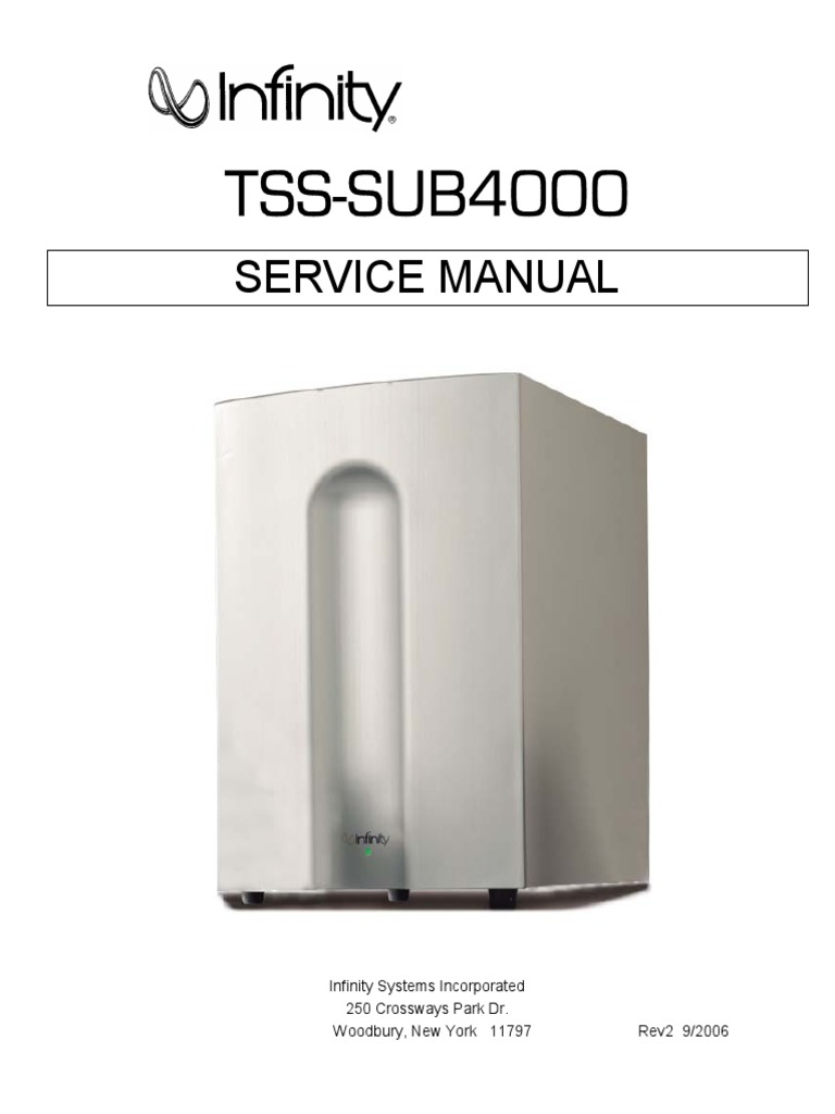TSS-SUB4000 Infinity Subwoofer Service Manual | PDF | Amplifier ...