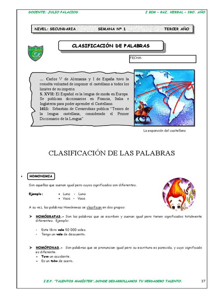 Clasificación de Palabras | PDF | Diccionario | Lexicología