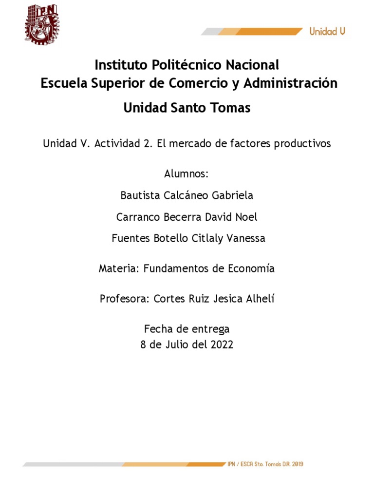 U.V Act2 Factores Productivos | Descargar gratis PDF | Mercado ...