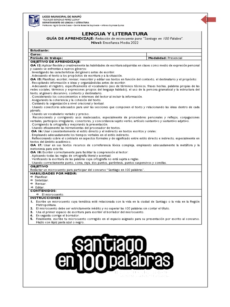 Guía Microcuento 2022 | PDF | Género gramatical | Verbo