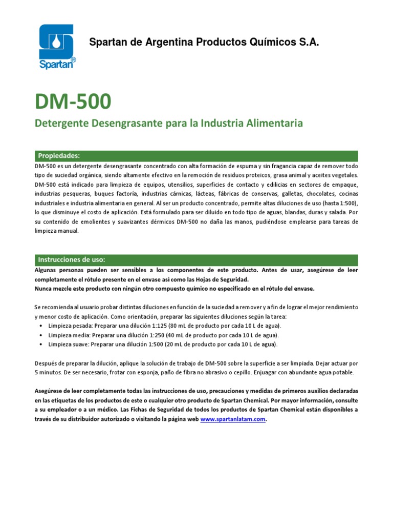 FT DM500 Spartan | PDF | Agua | Detergente