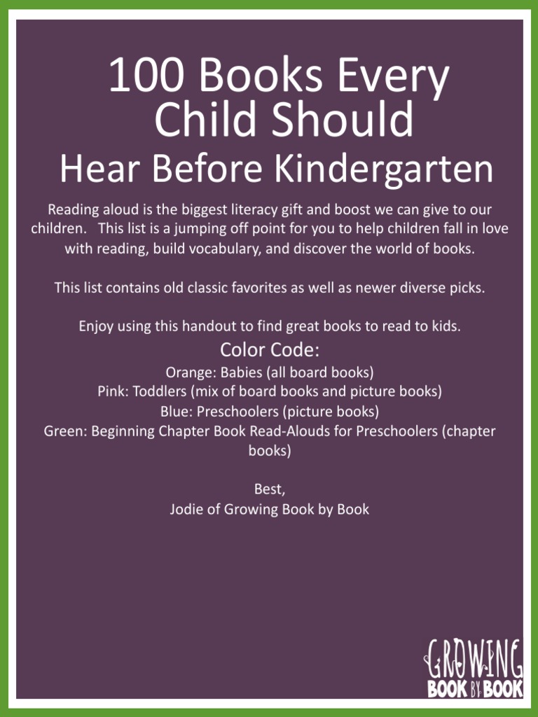 101 Books Every Child Should Hear Before Kindergarten 2021 | PDF ...