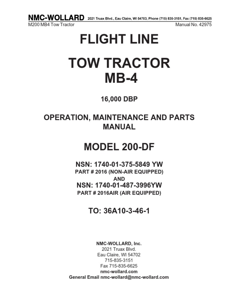 Tow Tractor MB-4, Model 200-DF | PDF | Clutch | Tractor