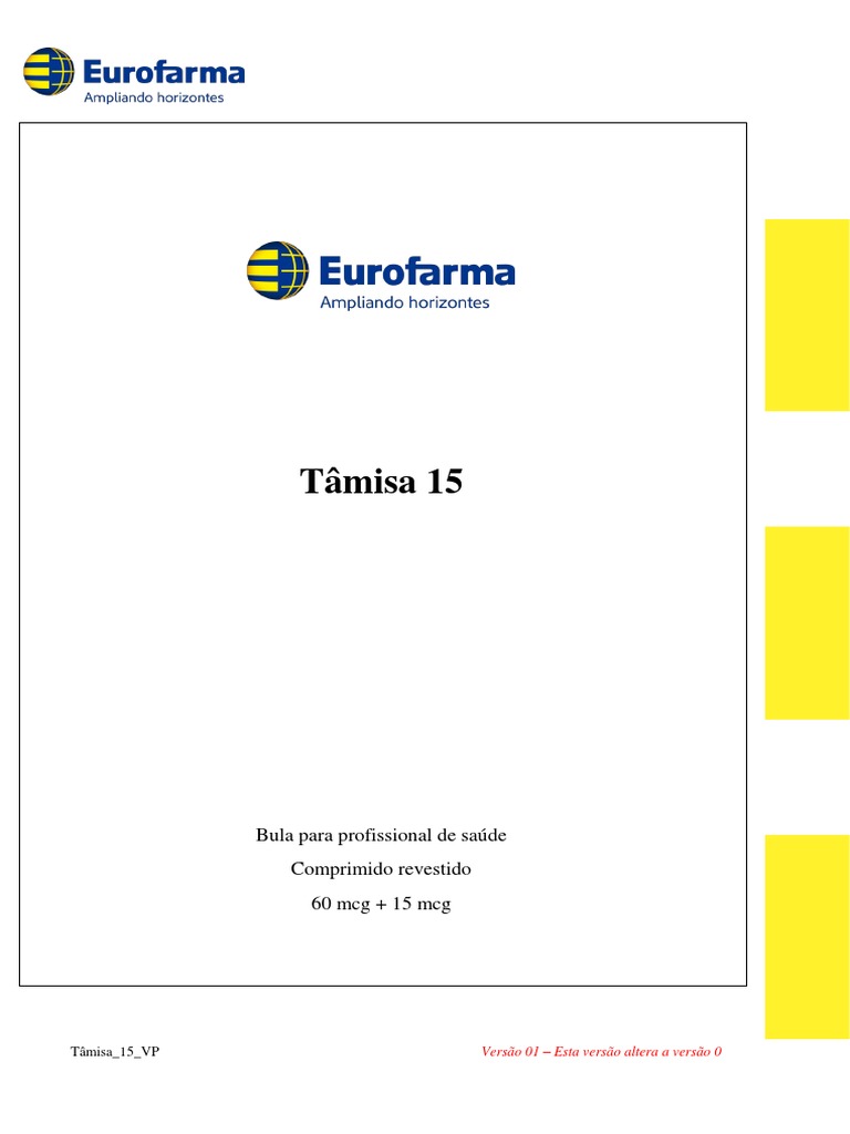 Tâmisa15 Bula Profissional Saude Eurofarma | PDF | Pílula ...