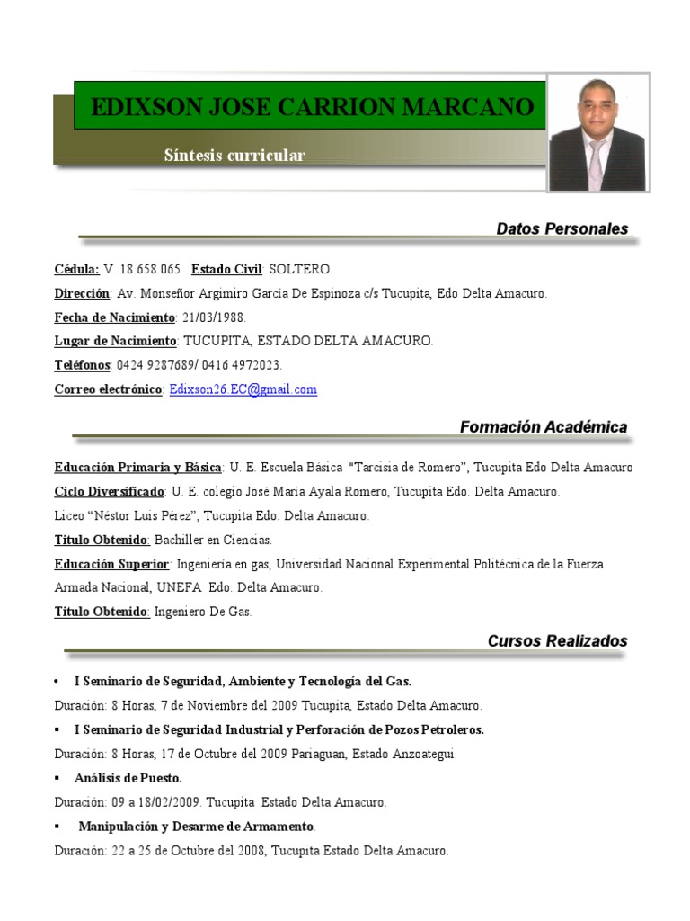 Curriculum Vitae Edixson Jose (Nuevo) | PDF | Microsoft Windows | Software del sistema