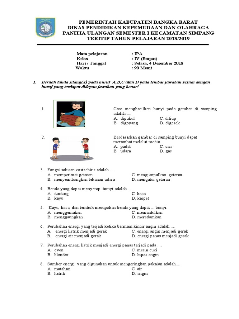 Soal Ipa Kelas IV SMT 1 | PDF