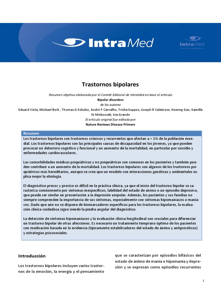 Eduard Vieta. Trastornos Bipolares | PDF | Desorden bipolar | Manía