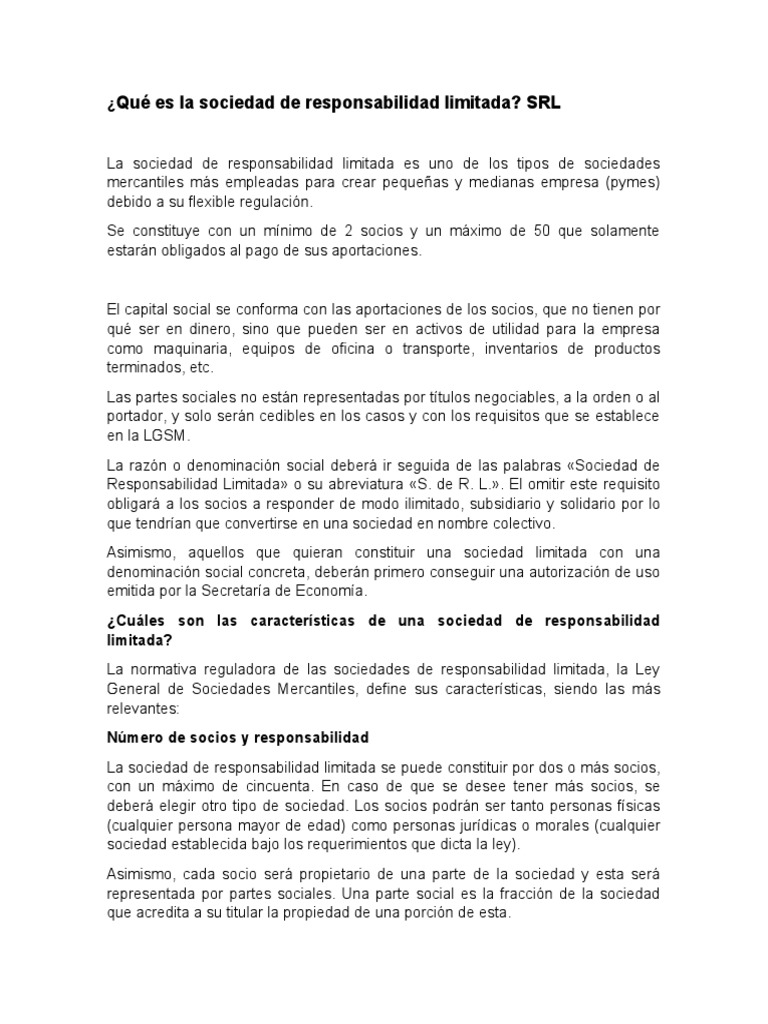 Sociedades Mercantiles (1) Derecho Mercantil Unam | PDF | Sociedad de responsabilidad limitada ...