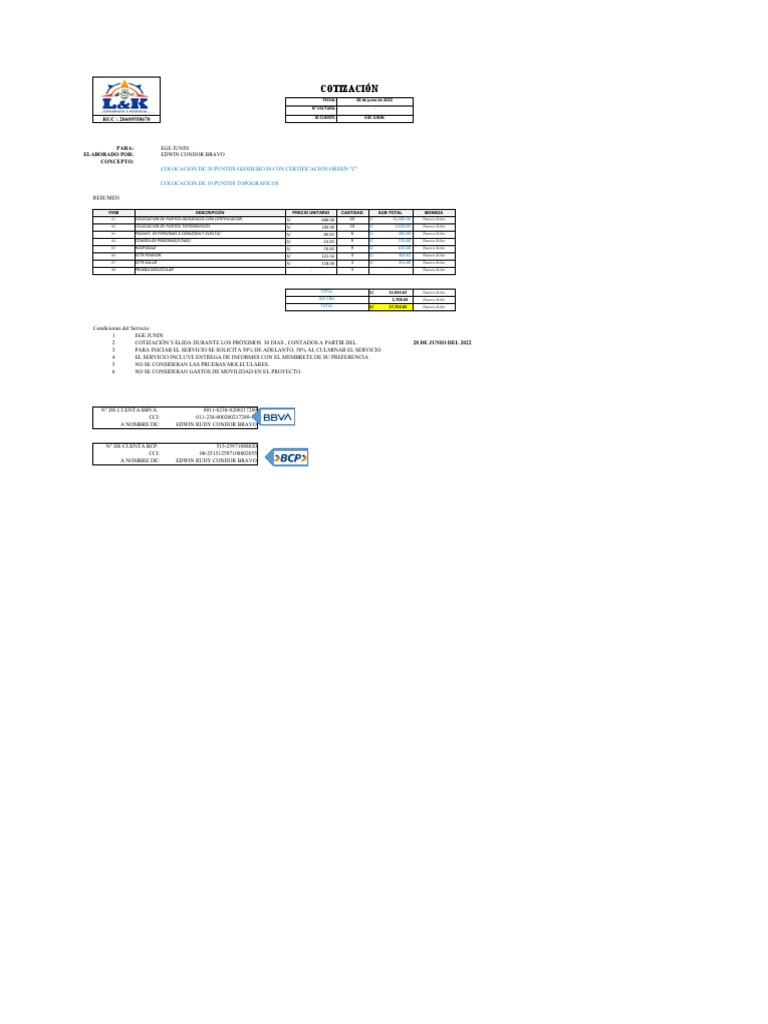 Cotizacion Puntos Geodesicos 2 | PDF