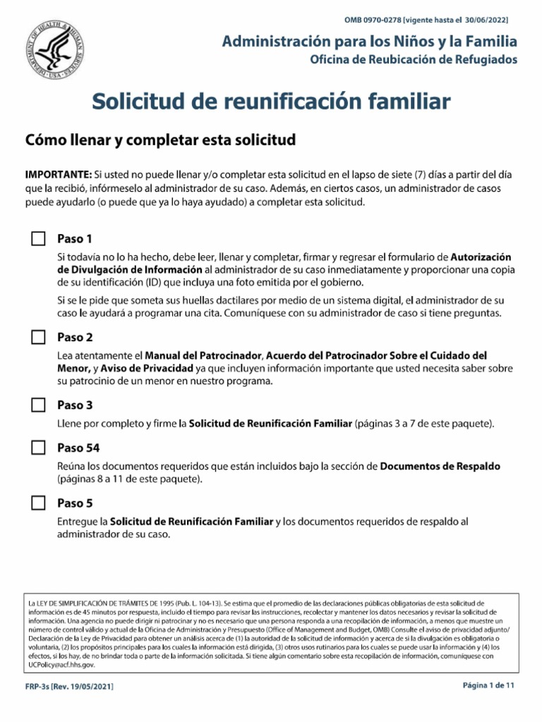 FRP-3s Family Reunification Application 2021 05 19 | PDF