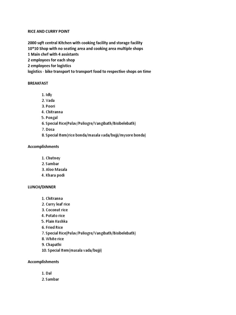 Rice and Curry Point | PDF | Food And Drink Preparation | Staple Foods