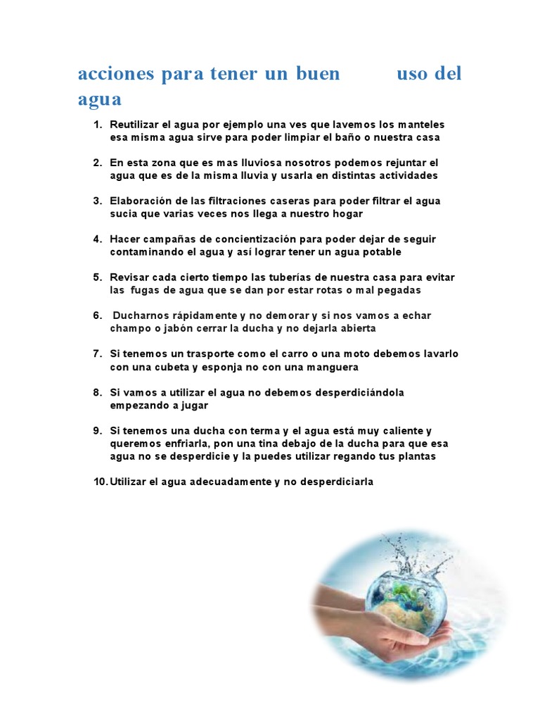 Acciones para Tener Un Buen Uso Del Agua | PDF