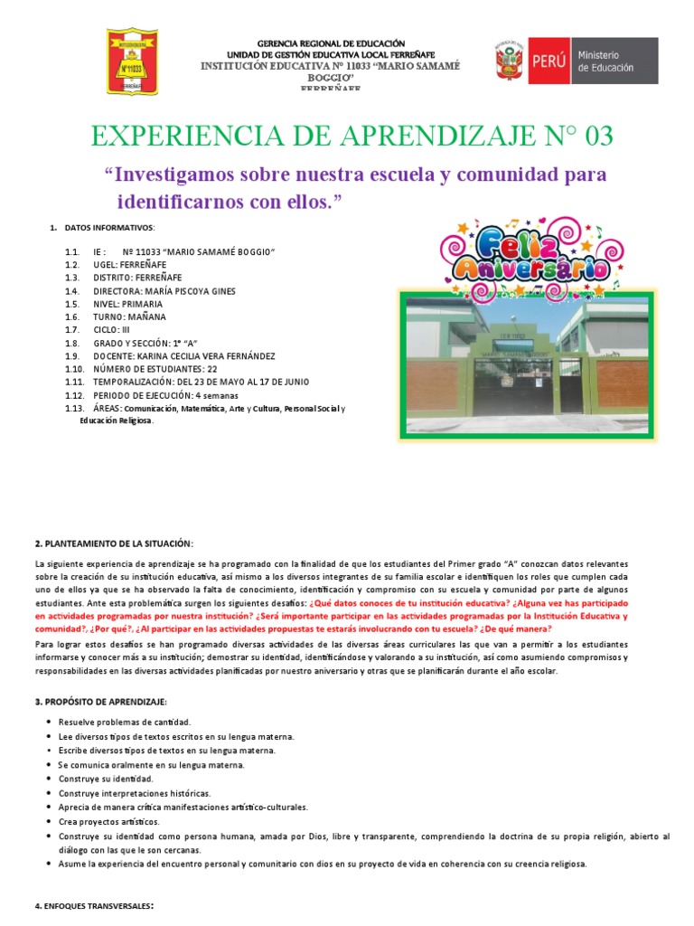 Experiencia de Aprendizaje #3 | PDF | Poesía | Evaluación