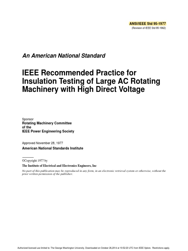 IEEE Std.95-1977 Insulation-testing-of-large-AC | PDF | Insulator ...