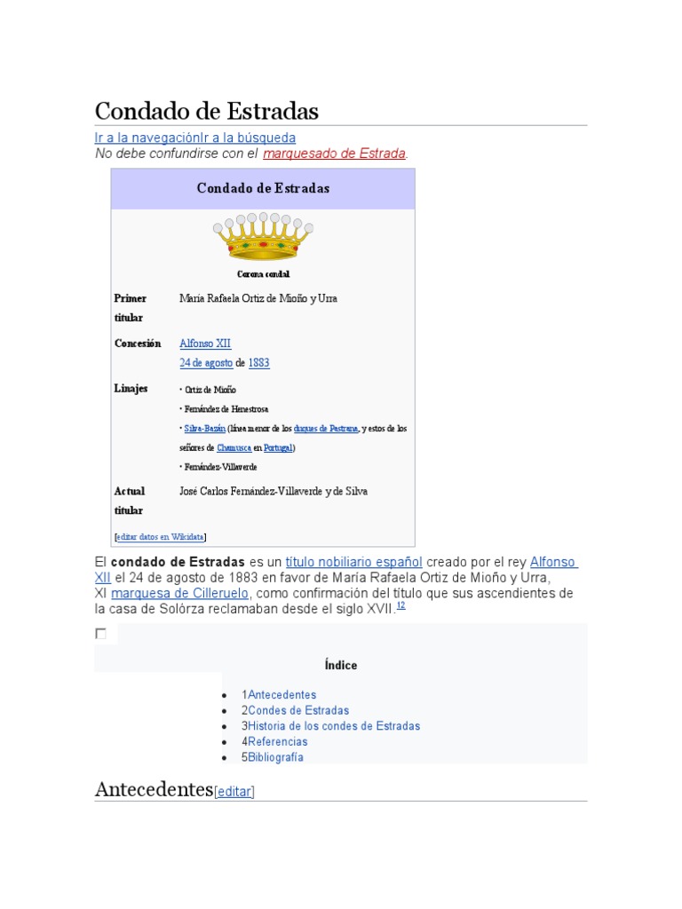 Condado de Estradas: Historia y Titulares | PDF | Wikipedia | España