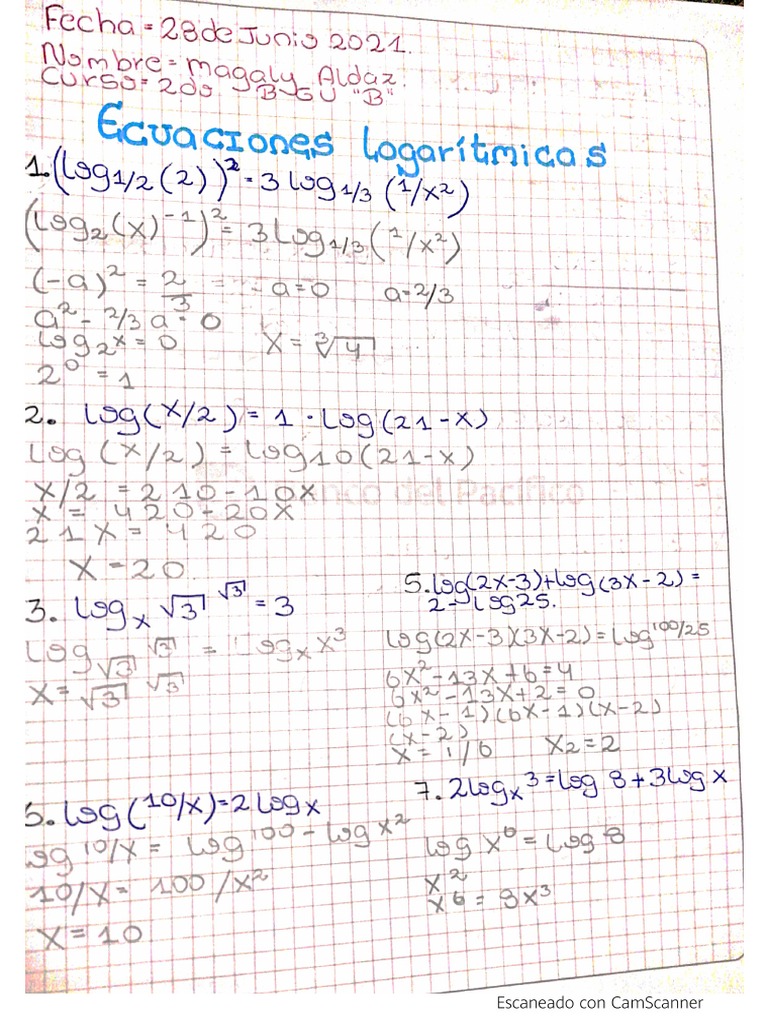 Ecuaciones Logarítmicas | PDF