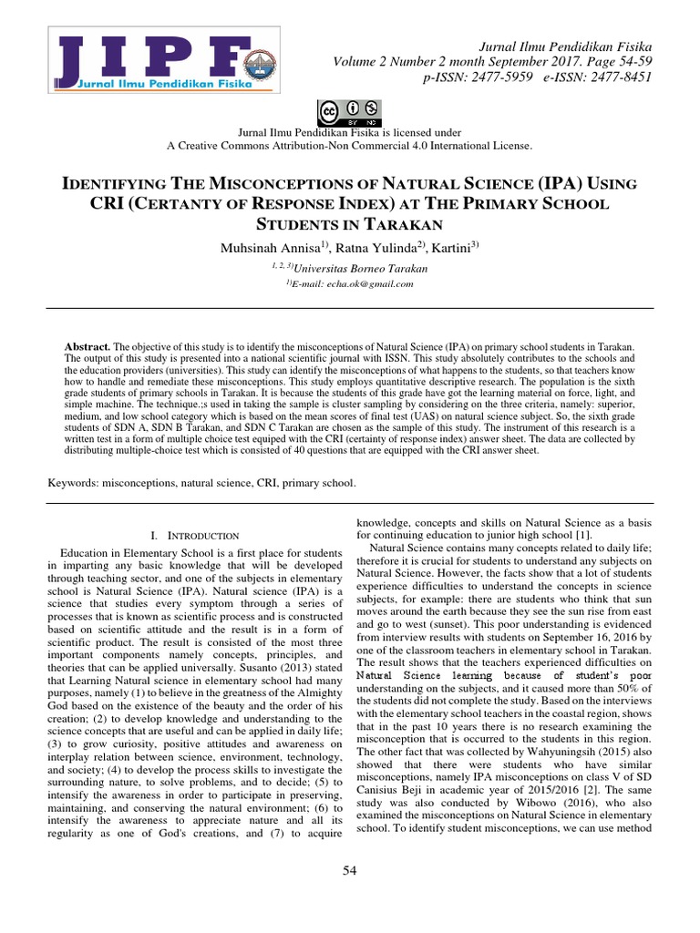 Identifying IPA Misconceptions in SD Students | PDF | Science ...