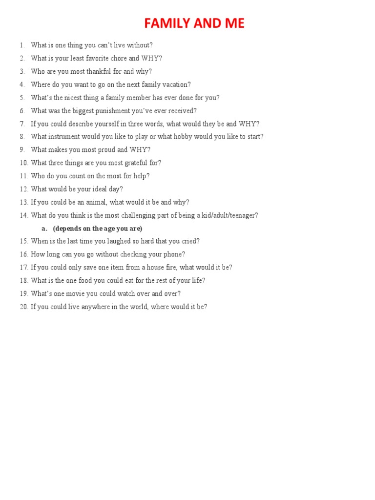 Conversation Family and Me | PDF