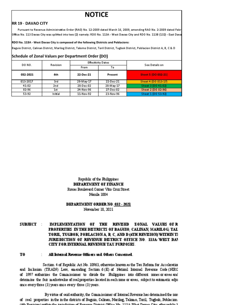RDO NO. 113A - West Davao City 2 | PDF