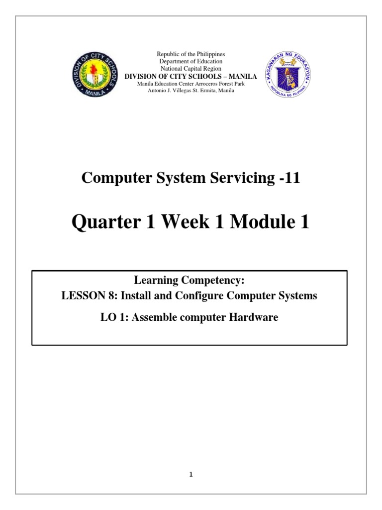 Ict Css 11 Q1 W1 Mod1 Pdf Laptop Desktop Computer 