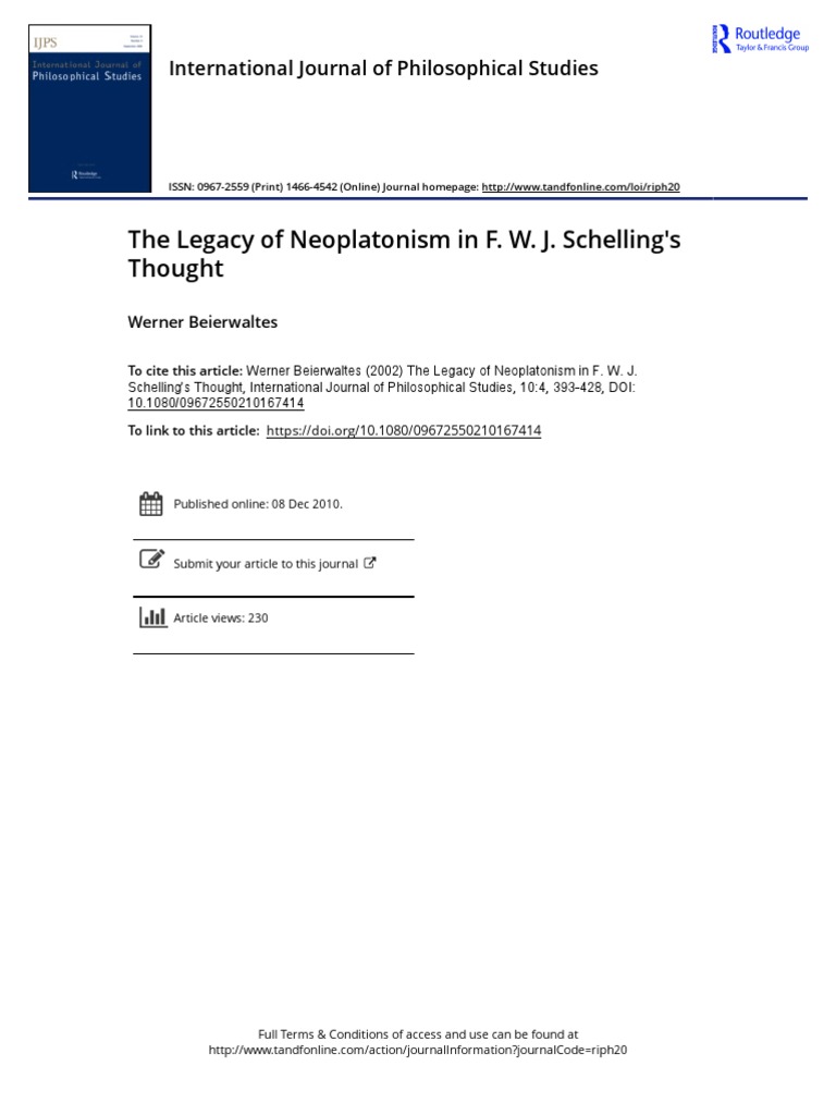The Legacy of Neoplatonism in F. W. J. | PDF | Neoplatonism ...