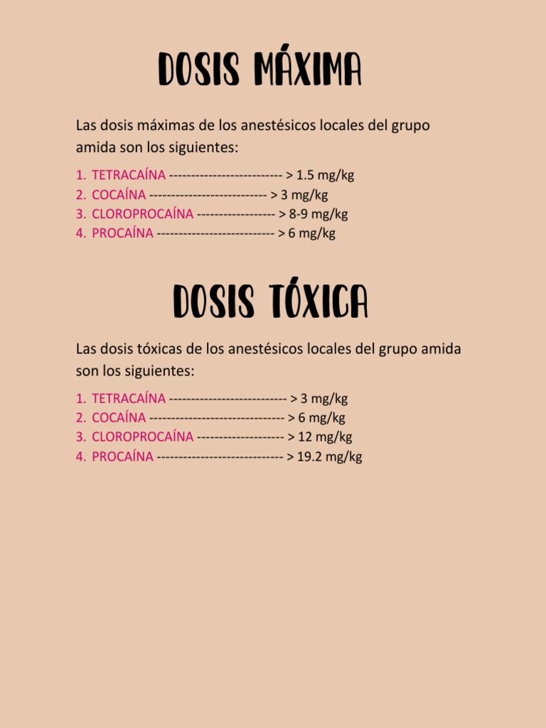 Dosis Máximas y Tóxicas de Tetracaína | PDF | Ciencia y matemáticas