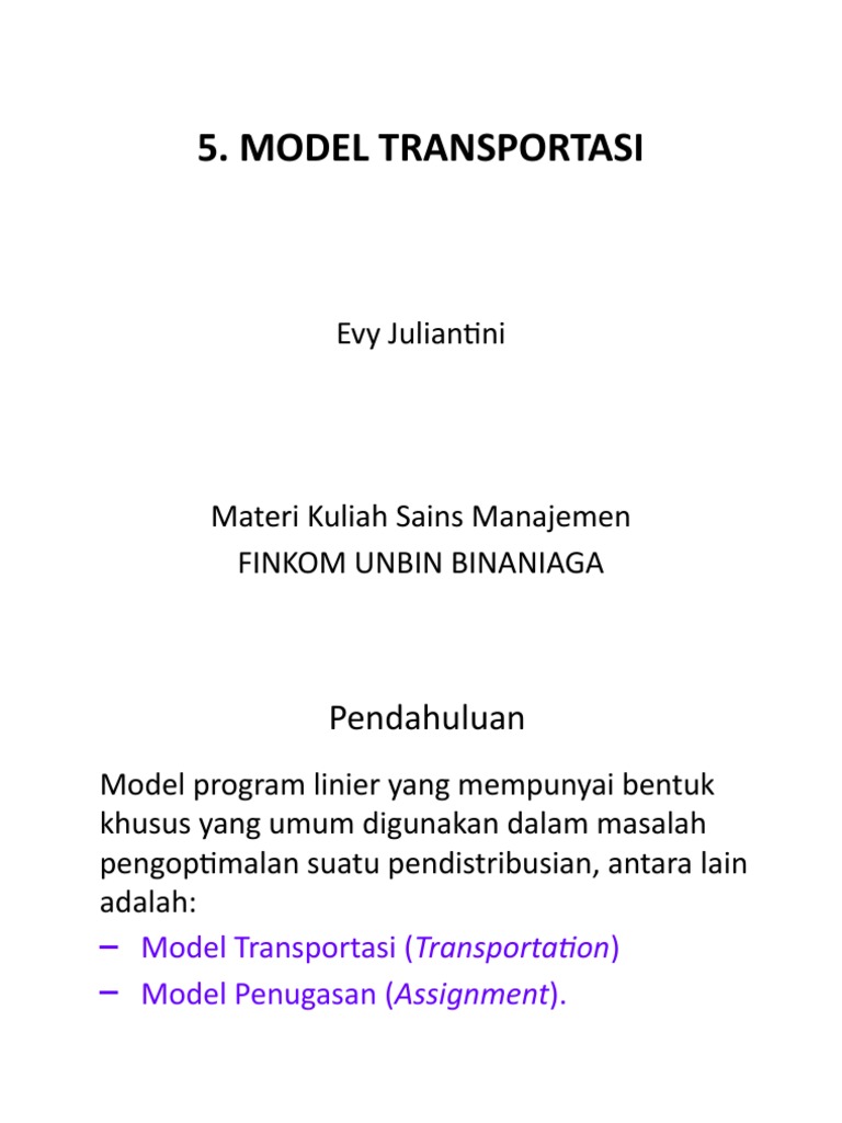 5 Model Transportasi | PDF