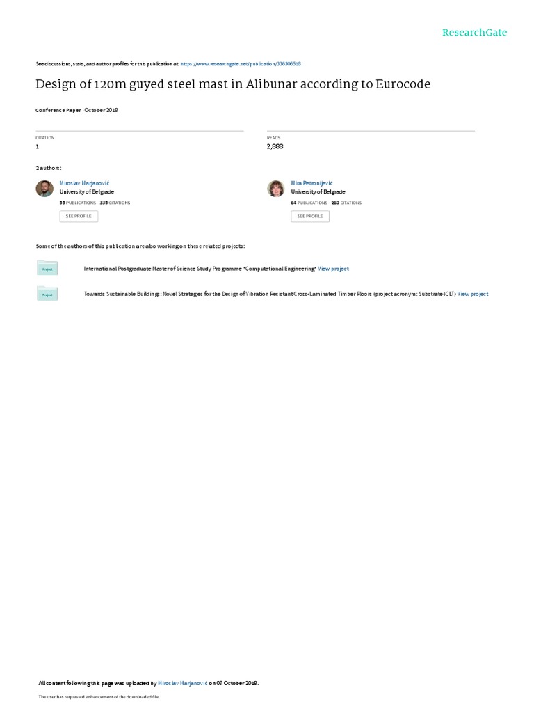 Design of 120m Guyed Steel Mast in Alibunar According To Eurocode | PDF ...