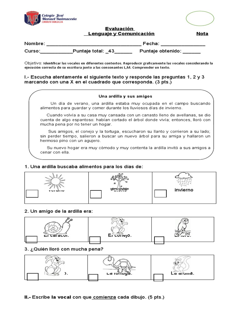 1°-Prueba-de-Lenguaje-y-Comunicación | PDF