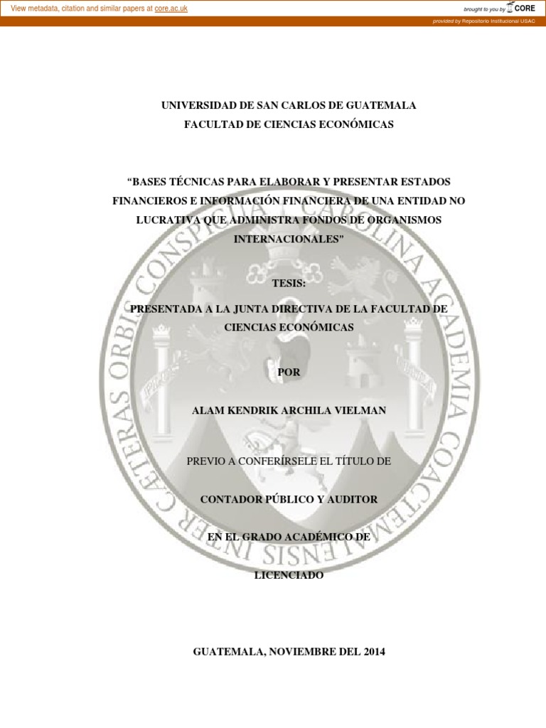 Previo A Conferírsele El Título De: Provided by Repositorio Institucional USAC | PDF | Fundación ...