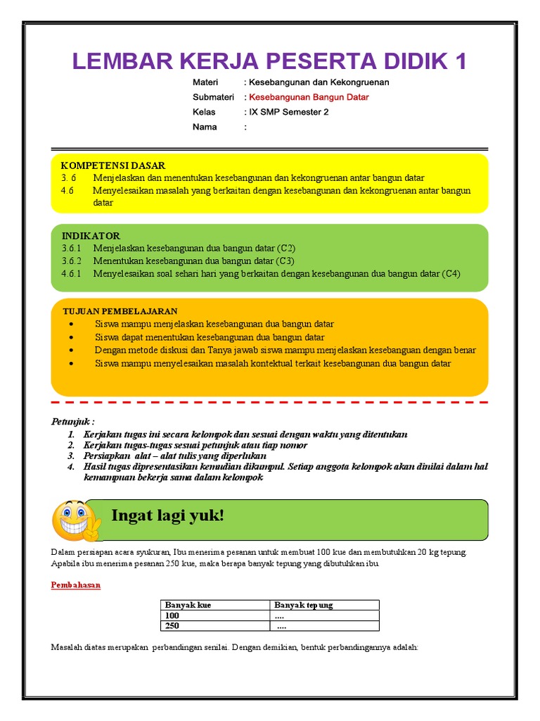 Lkpd Kesebangunan Bidang Datar Pdf
