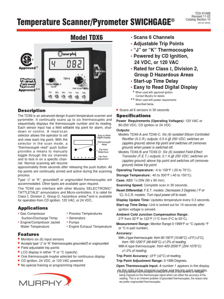 Murphy Temperature | PDF | Thermocouple | Electrical Engineering