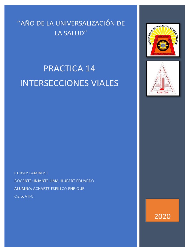 Practica 14 Intersecciones Viales: 'Año de La Universalizaci NDE La Salud" | PDF | Pintar ...