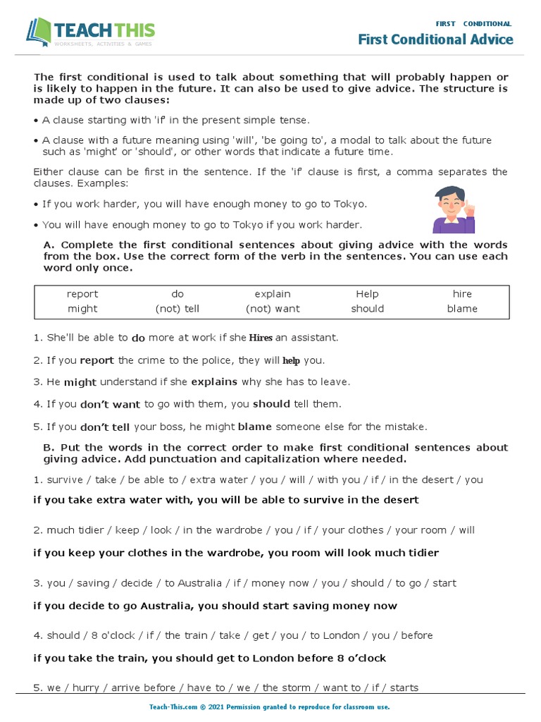 ROLLEIRO BETANCUR MORENO - First-Conditional-Advice-Worksheet | PDF ...