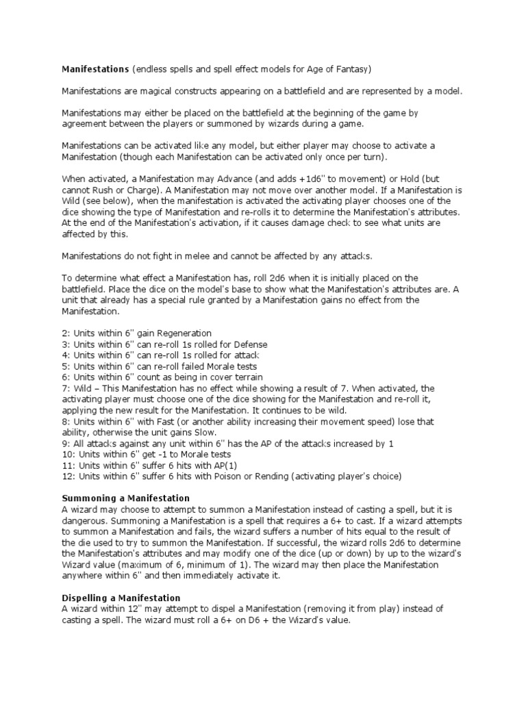 Manifestations (Endless Spells and Spell Effect Models For Age of ...