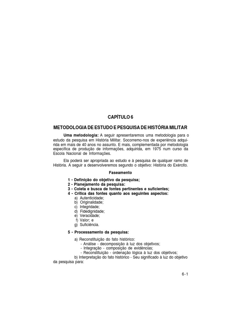 Capitulo - 6 Fundamentos de História Militar | PDF | Método científico | Brasil